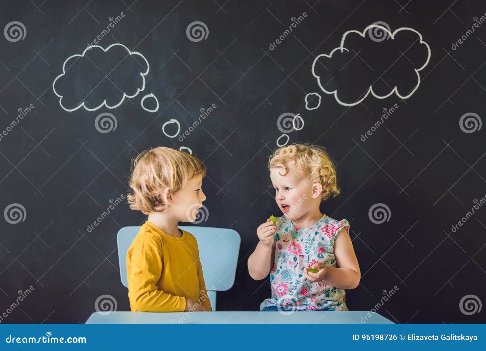 The Boy and the Girl are Thinking, Choosing Stock Photo - Image of ...