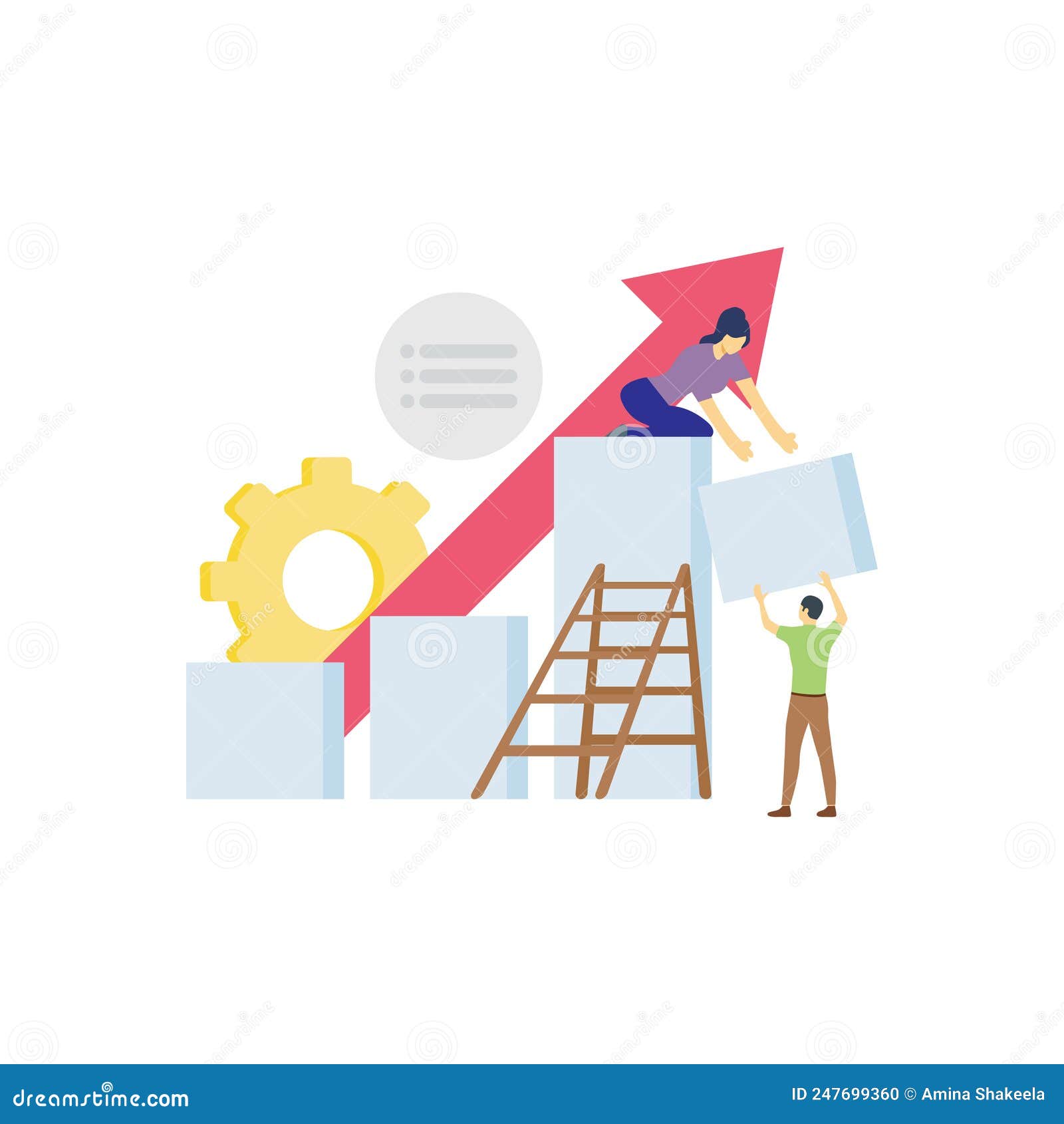 The Boy and Girl Working on Bar Graph Stock Vector - Illustration of ...
