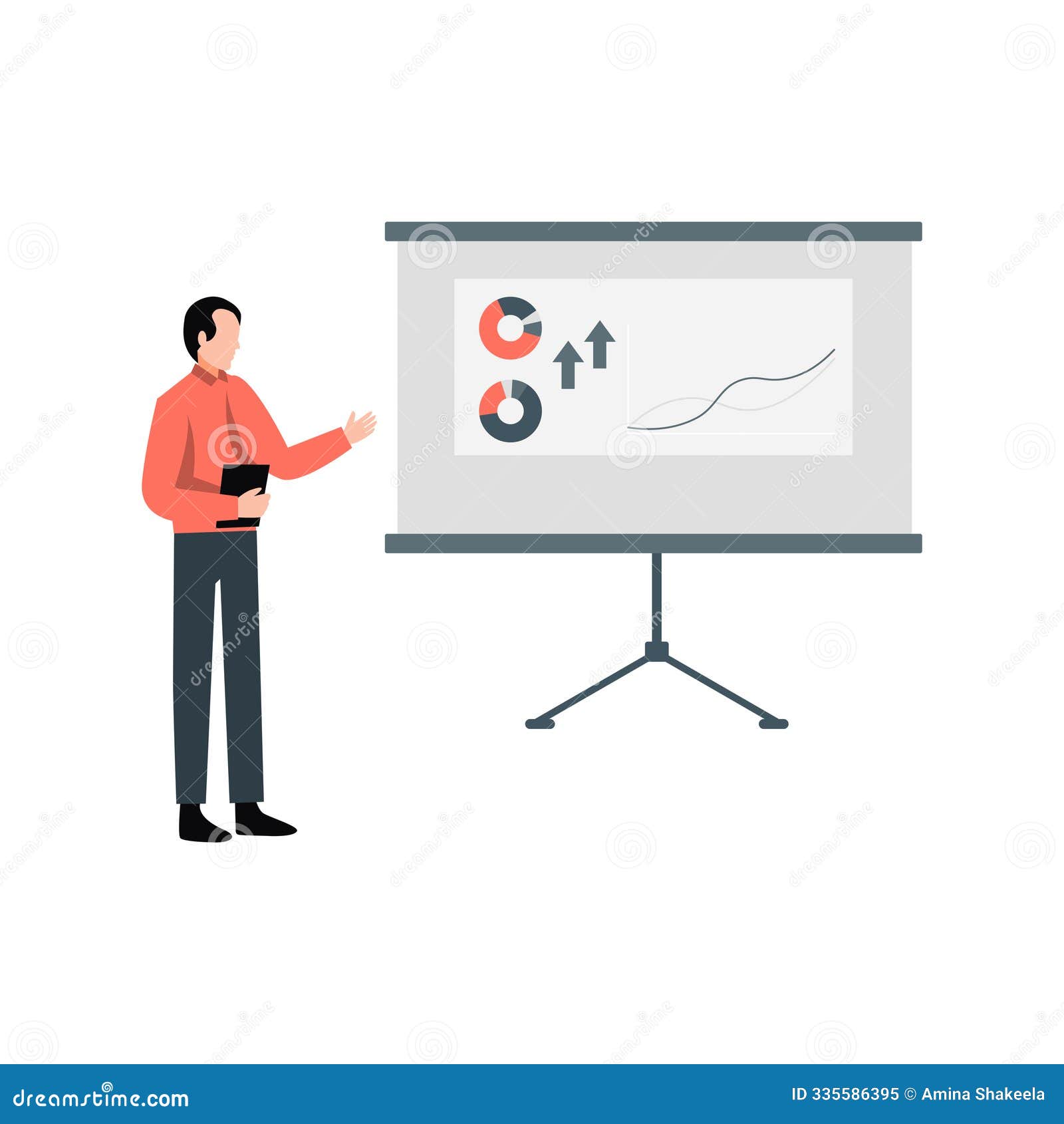 The Boy is Giving Presentation about the Chart Graphs Stock ...