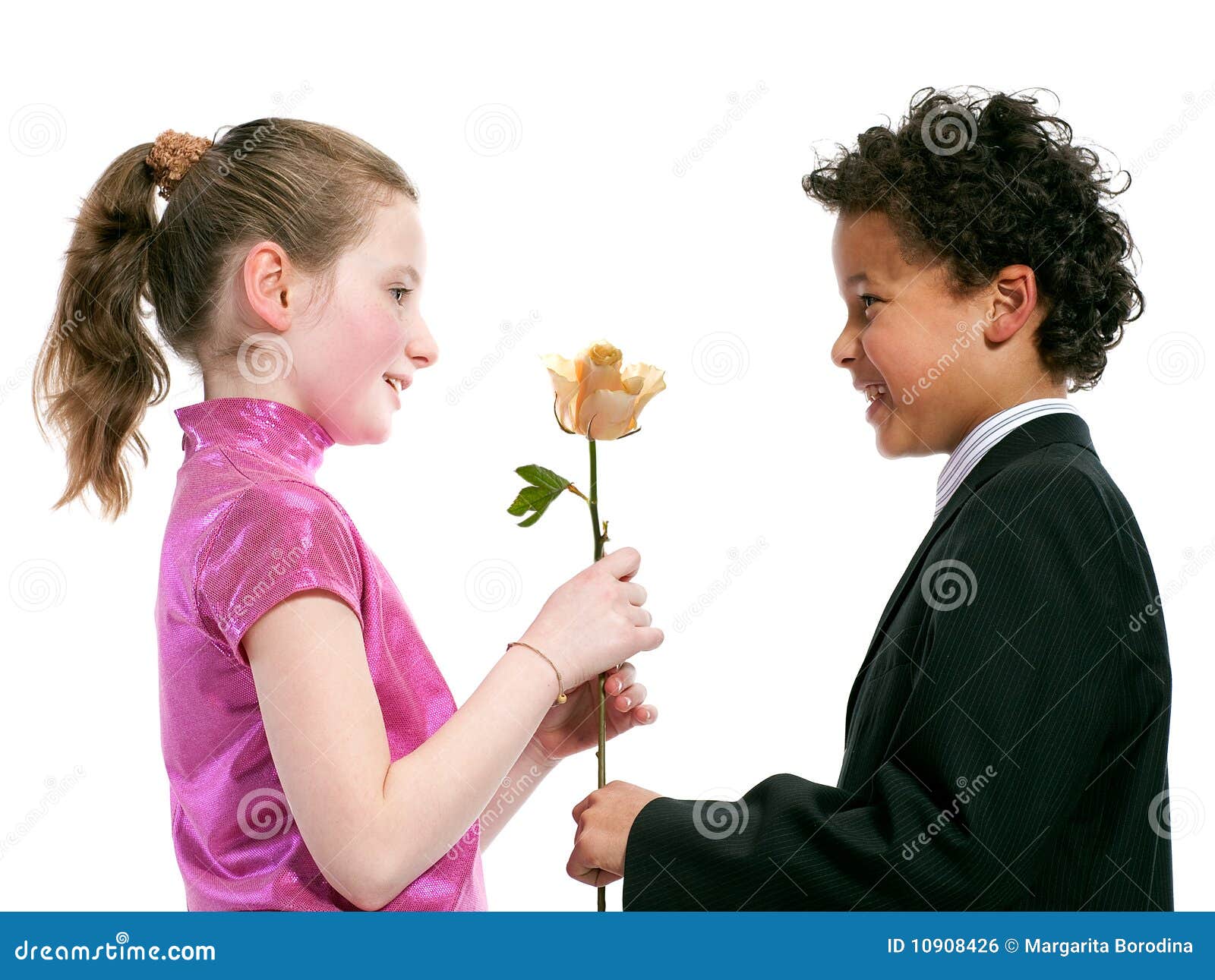 Boy Giving a Rose To a Girl Stock Photo - Image of love, people: 10908426