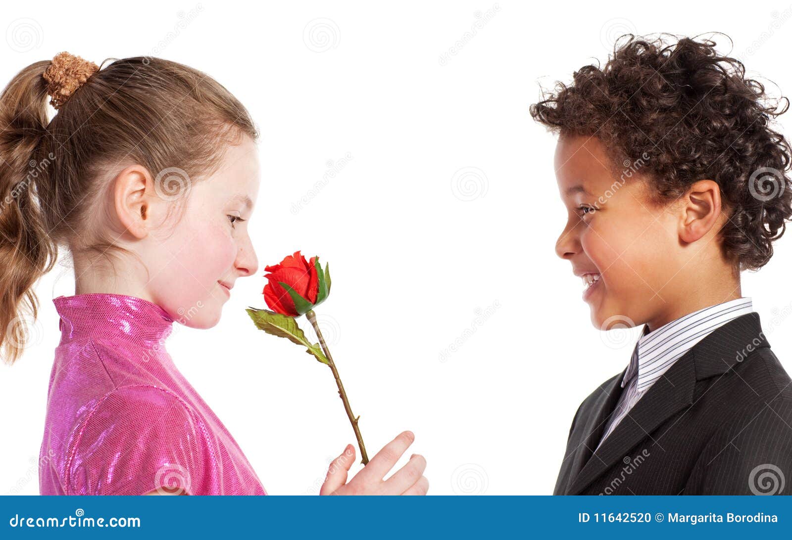 Boy Giving a Rose To a Girl Stock Photo - Image of affection, isolated ...