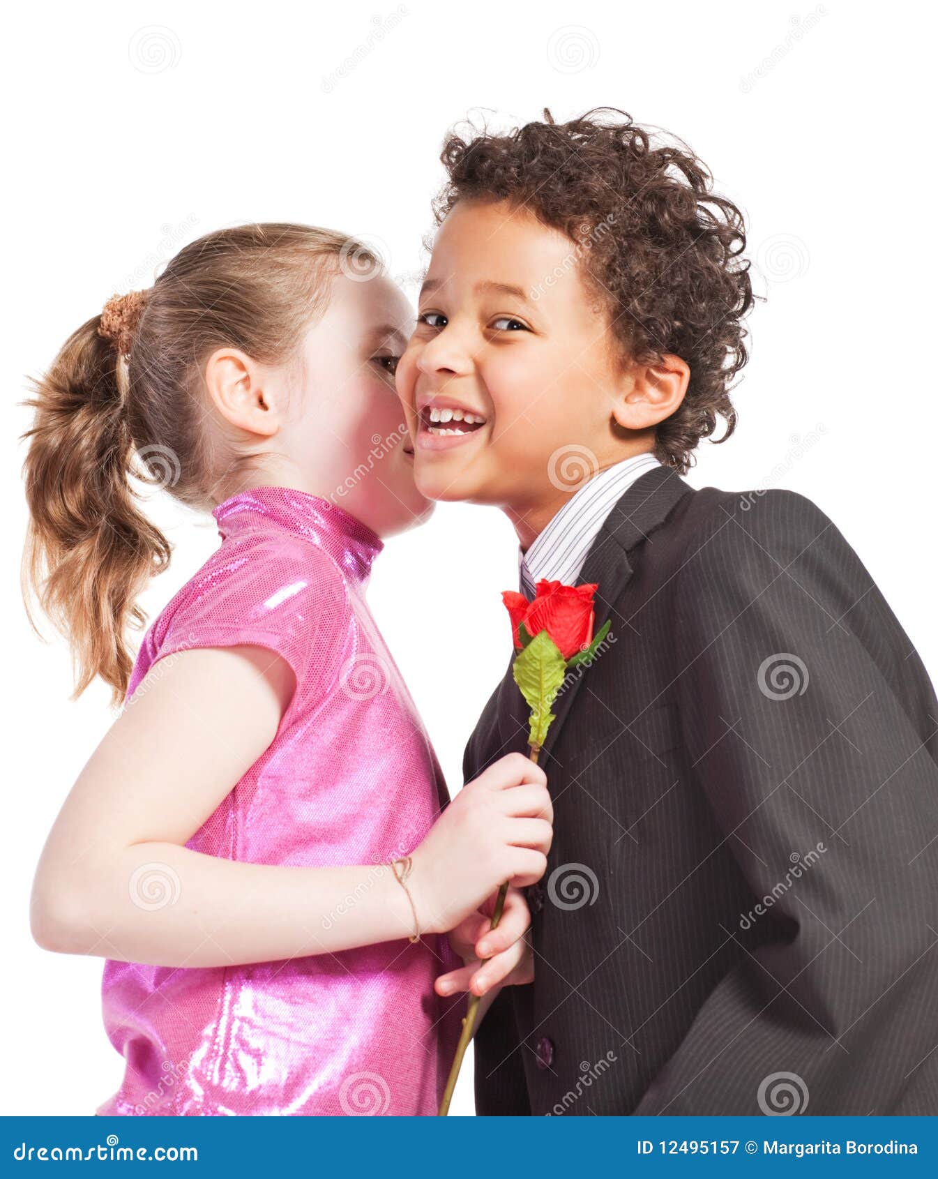 Boy Giving a Rose To a Girl Stock Image - Image of pretty, love: 12495157