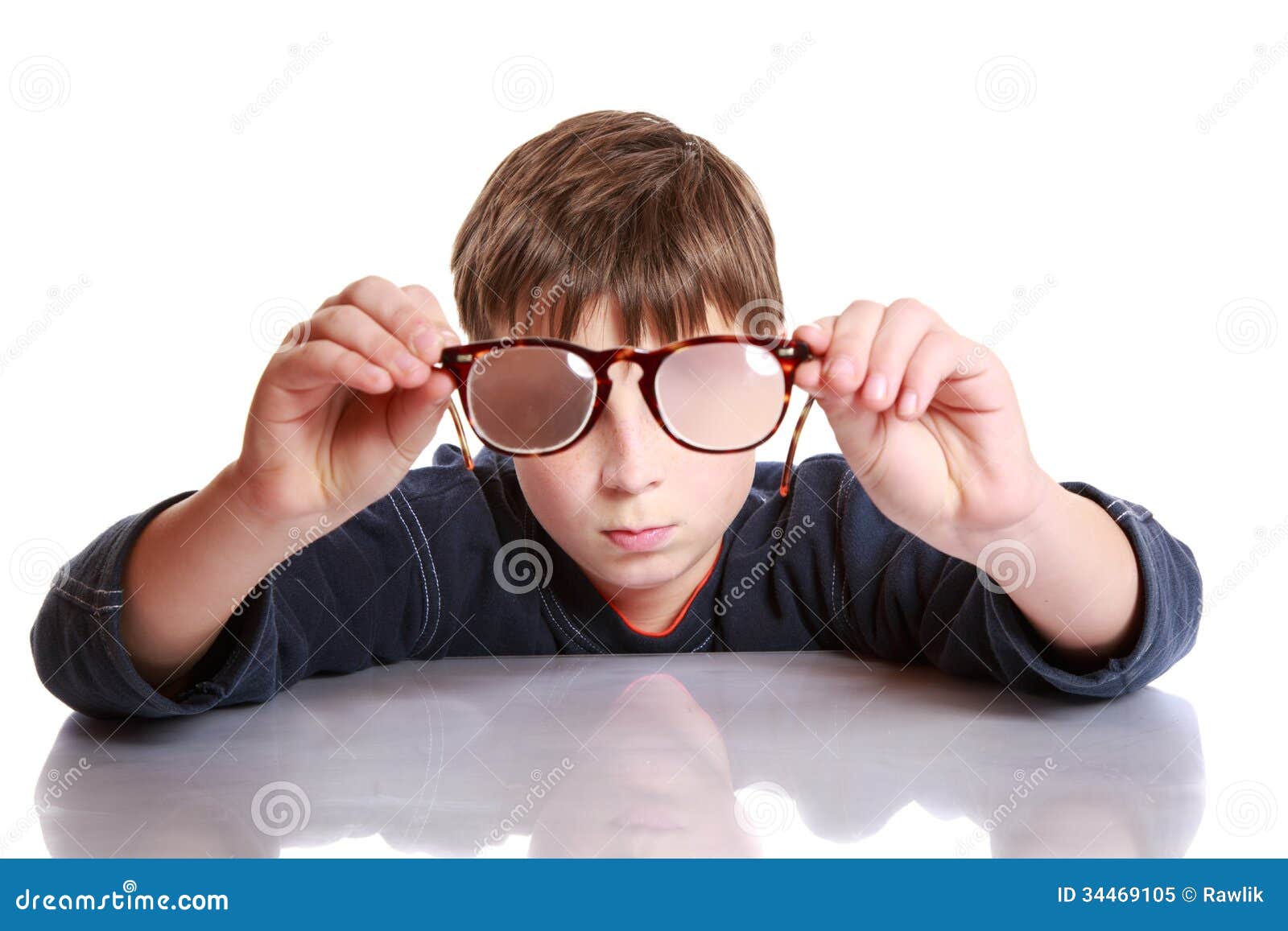 Boy with Glasses and Low Vision Stock Image - Image of person, genius ...