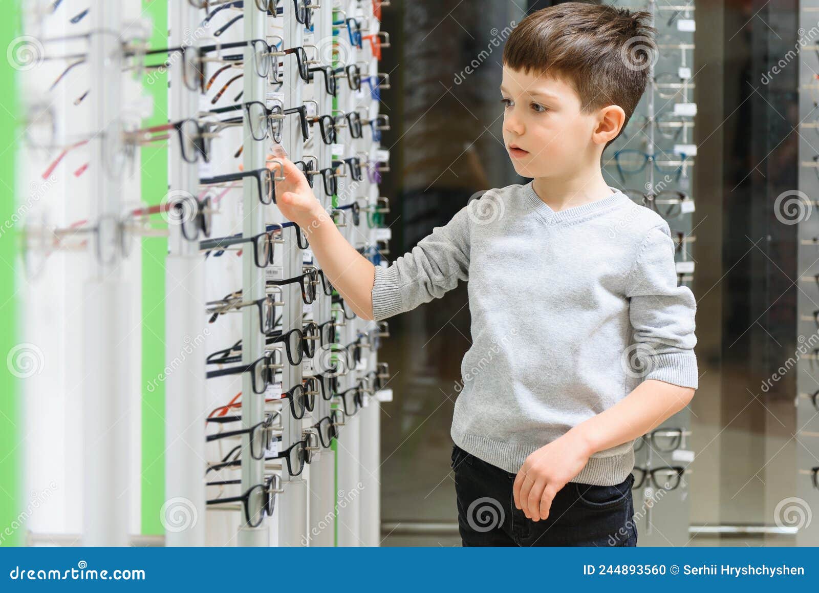 Boy in Glasses at Optics Store. Stock Photo - Image of health, optical ...