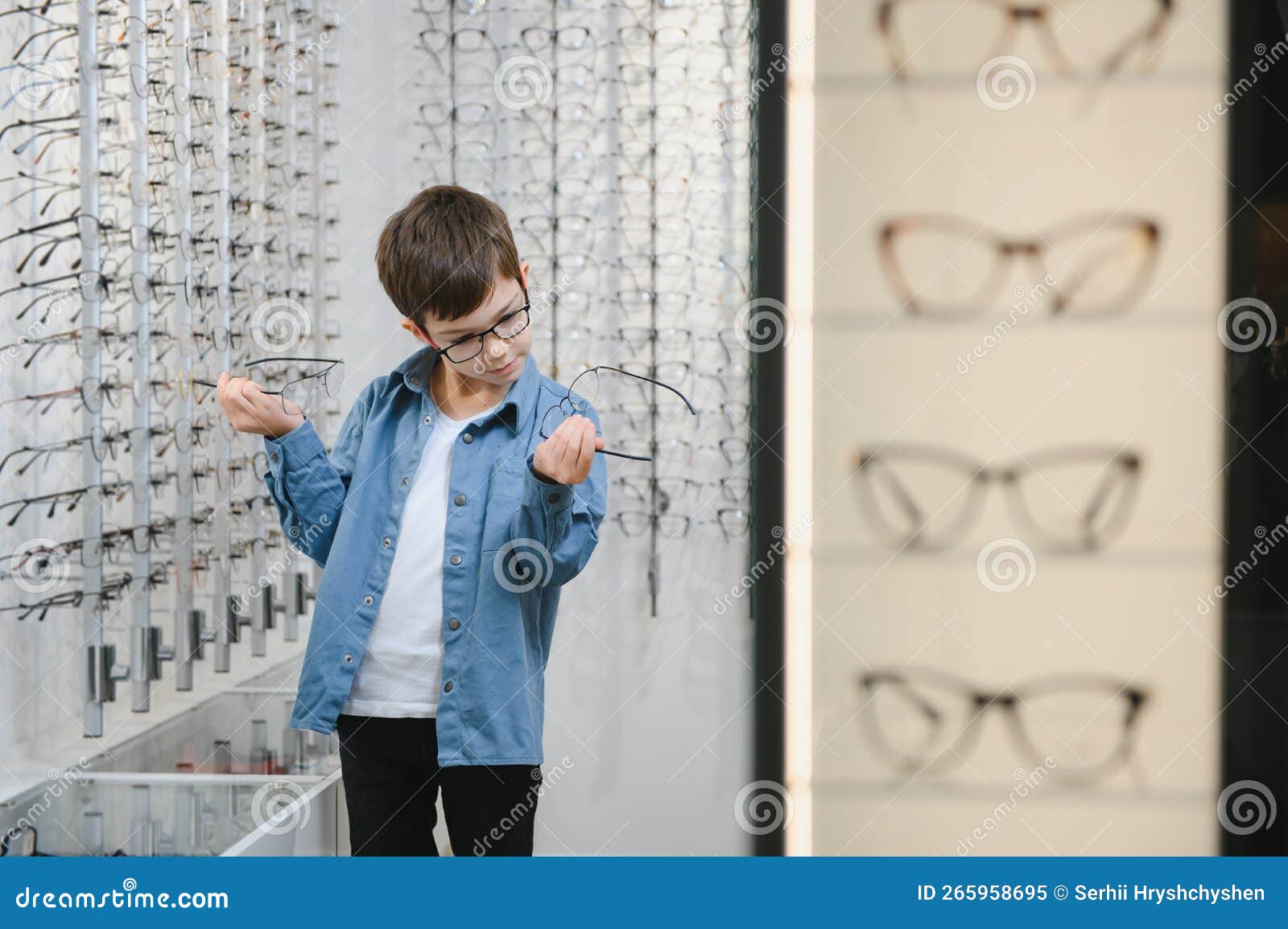 Boy in Glasses , at Optics Store Stock Image - Image of professional ...