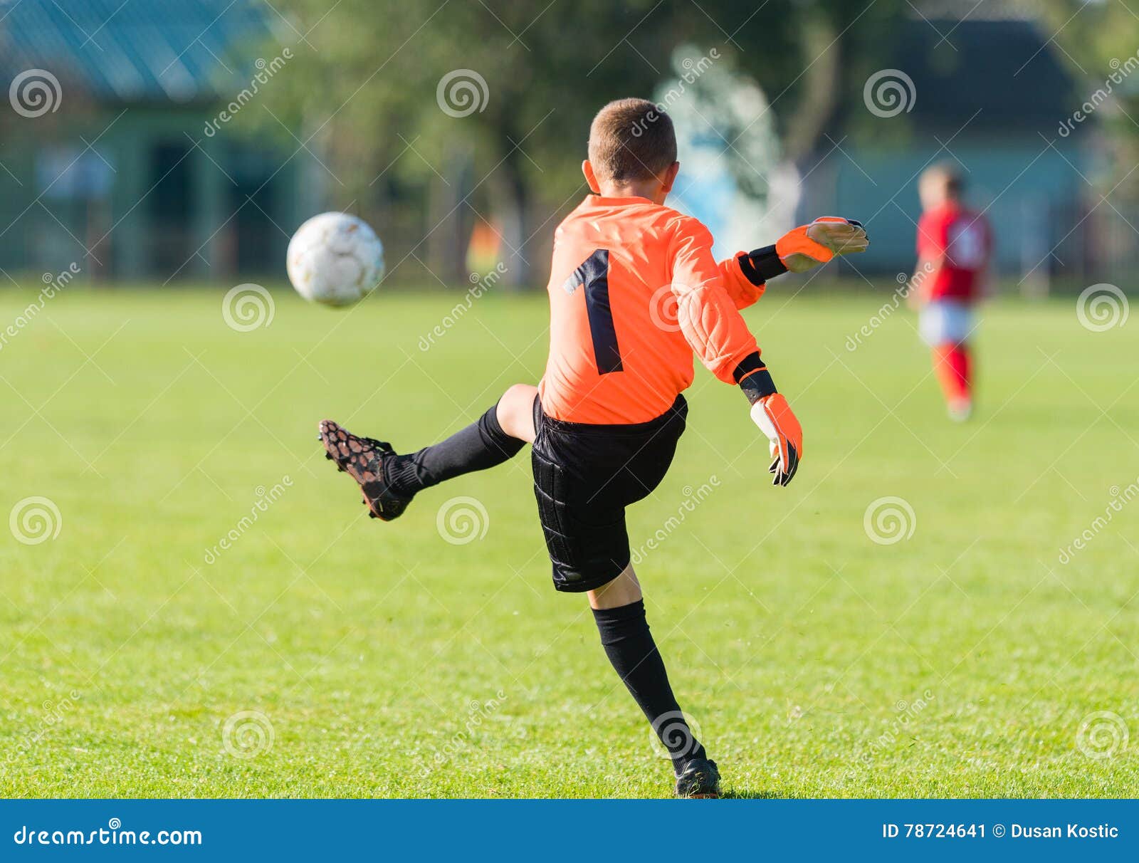 Boy Goalkeeper Defends the Goal Stock Image - Image of competitive ...