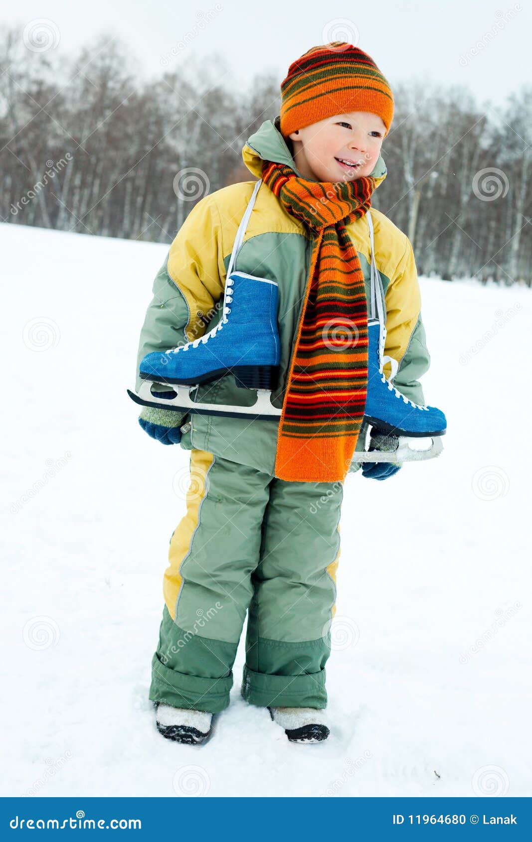 Boy going ice skating stock photo. Image of snow, childhood - 11964680