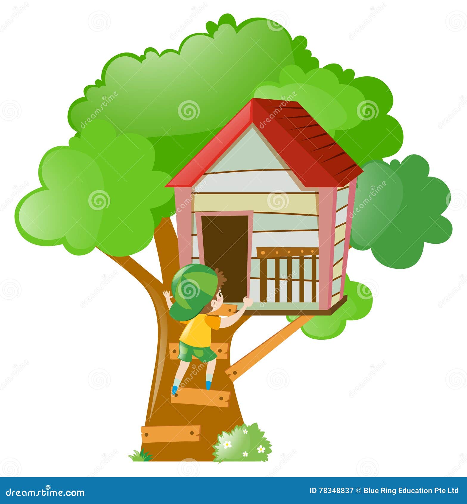 Boy Going Inside the Treehouse Stock Vector - Illustration of clip ...