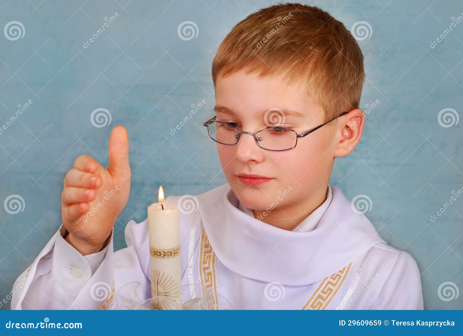 Boy Going To the First Holy Communion with a Candl Stock Image - Image ...