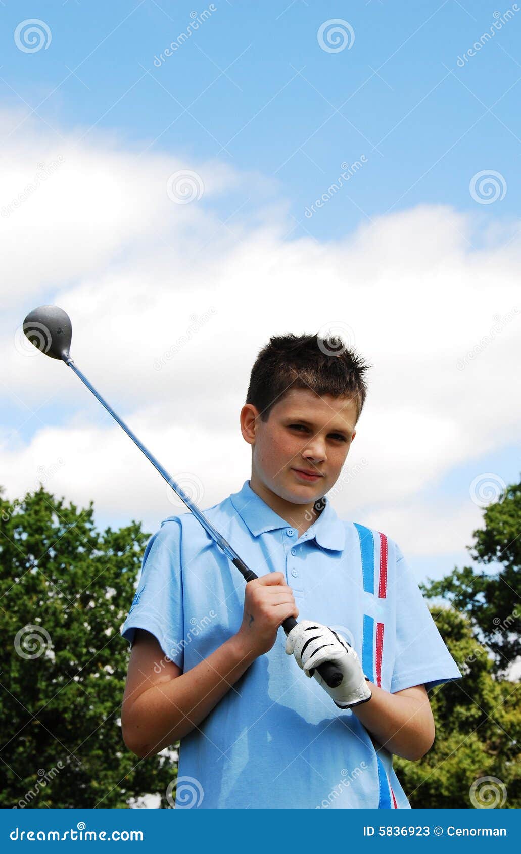 Boy golfer stock image. Image of pensive, child, male - 5836923