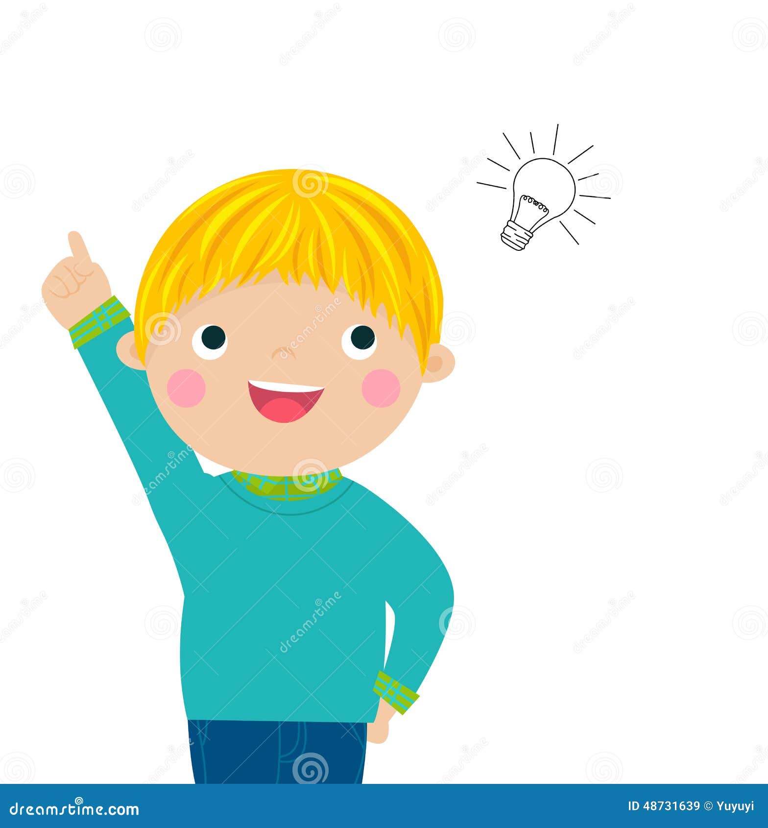 Boy with a good idea stock vector. Illustration of expression - 48731639