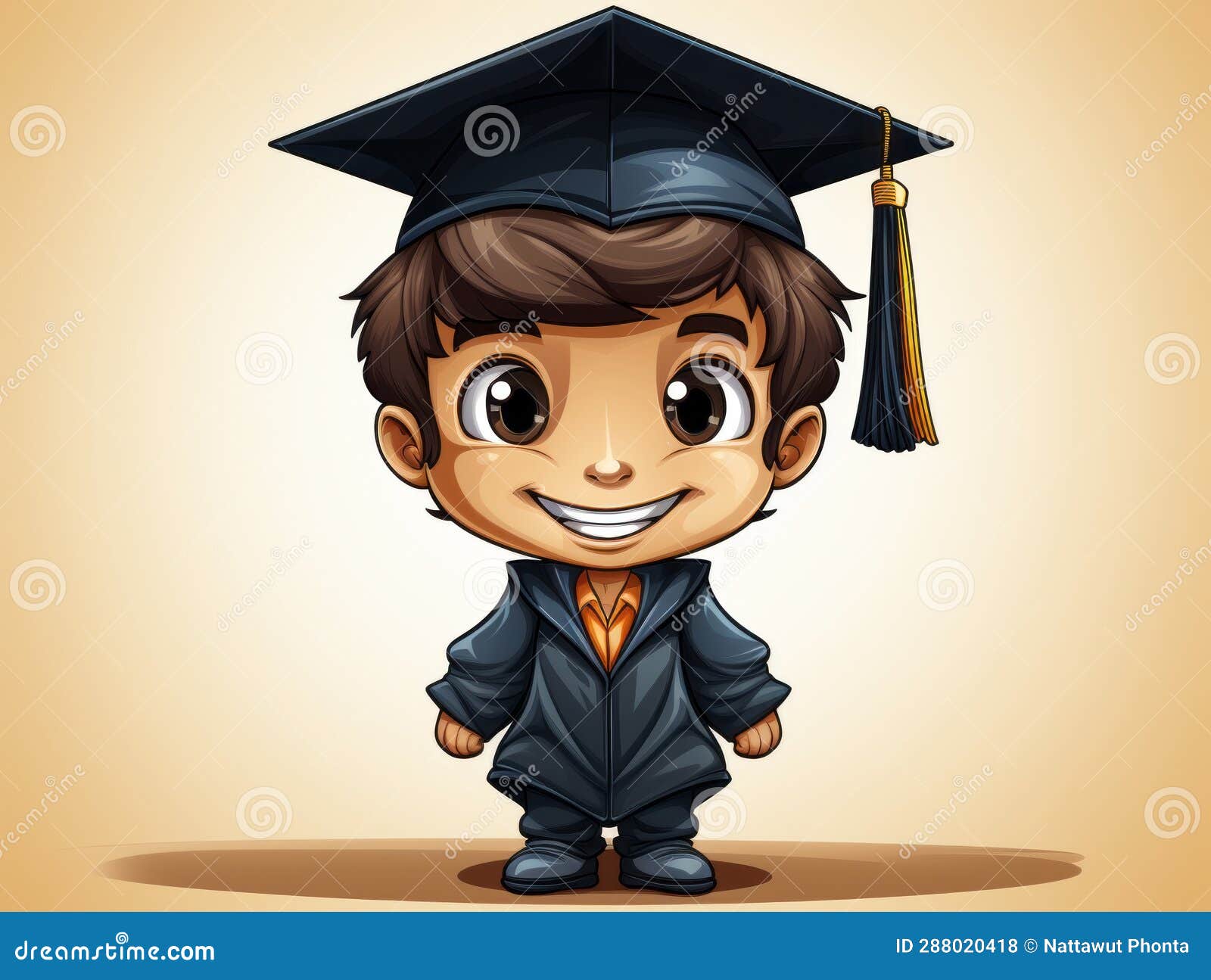 Boy in Graduation Gown Illustration. Ideal for Educational and ...