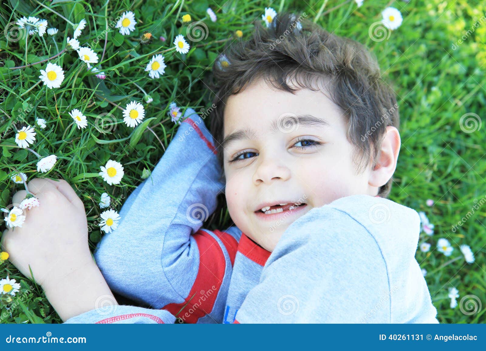 Boy on the green grass stock image. Image of open, child - 40261131
