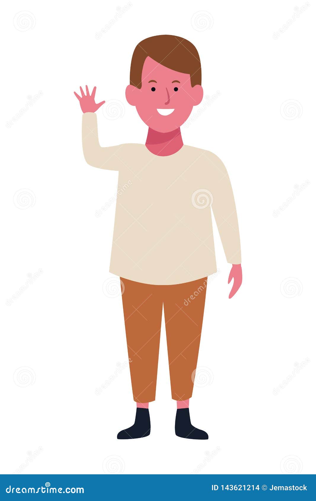 Boy Greeting with Hands Cartoon Stock Vector - Illustration of ...