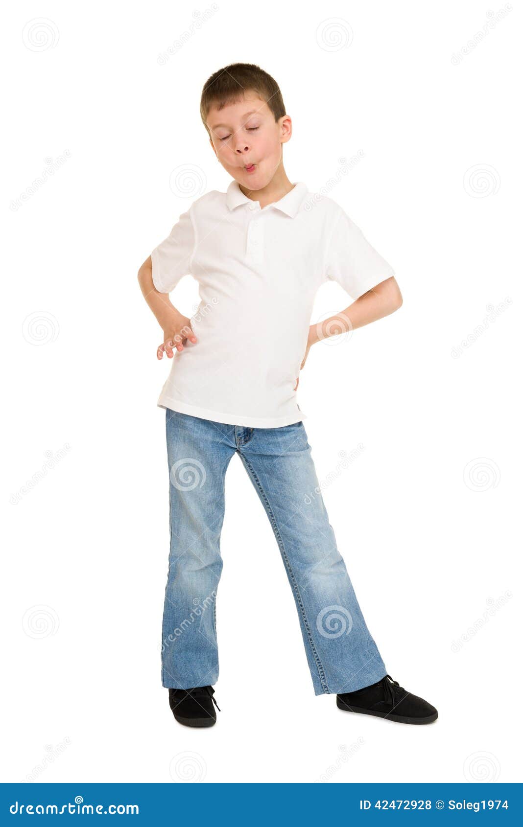 Boy grimacing on white stock photo. Image of jeans, look - 42472928