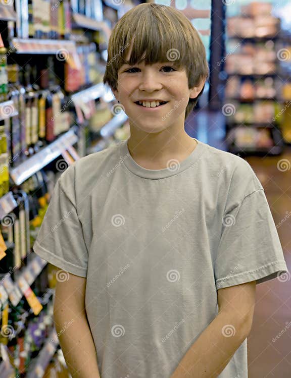 Boy at the Grocery Store stock image. Image of market - 7523715