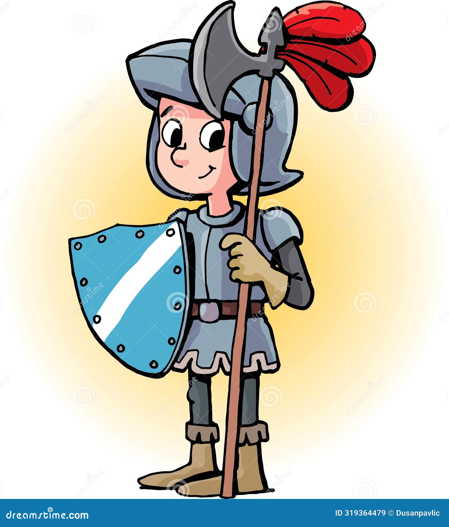 Boy Guard in Armor Guards with a Halberd Stock Vector - Illustration of ...