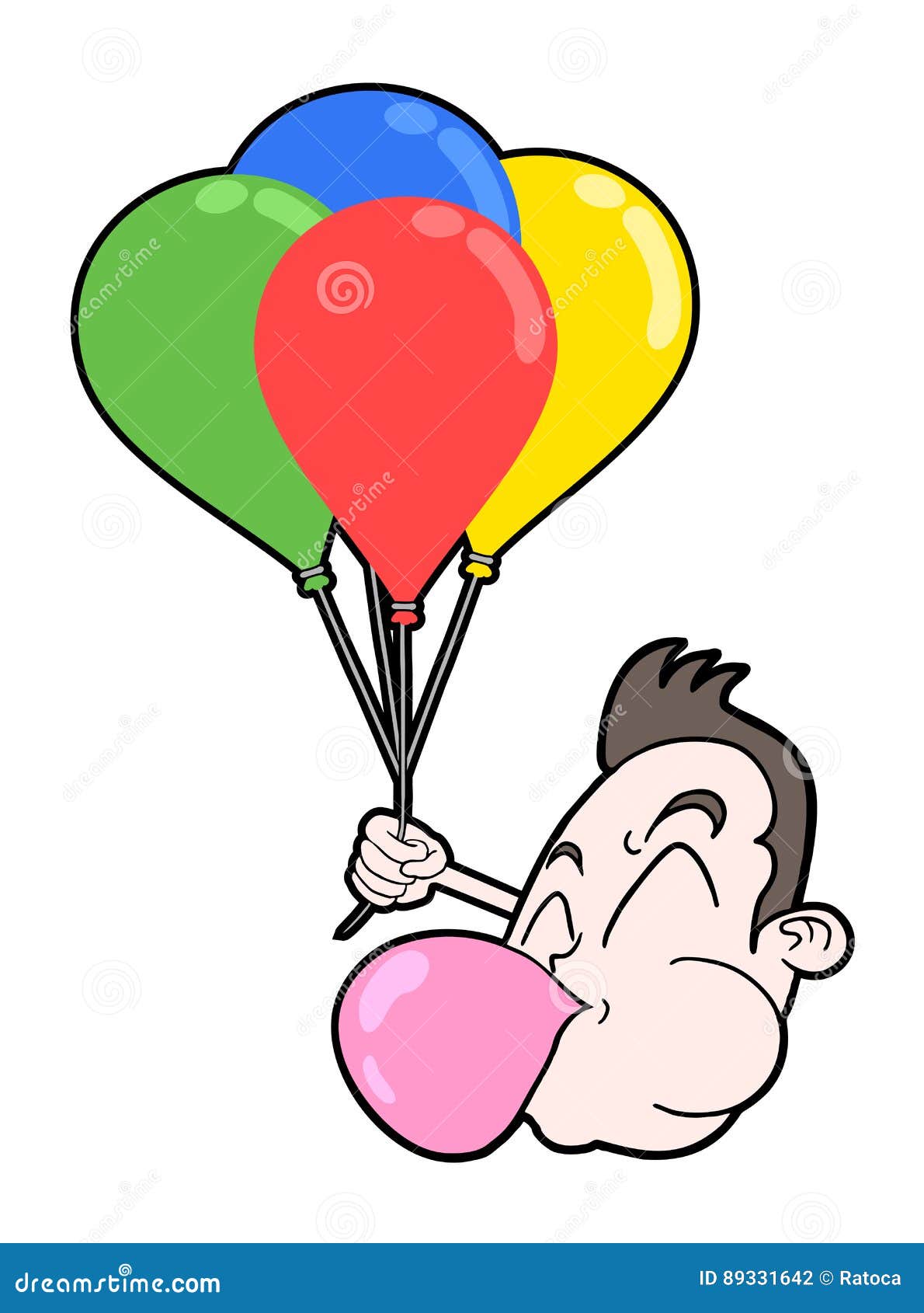 Boy with gum and balloons stock vector. Illustration of fair - 89331642