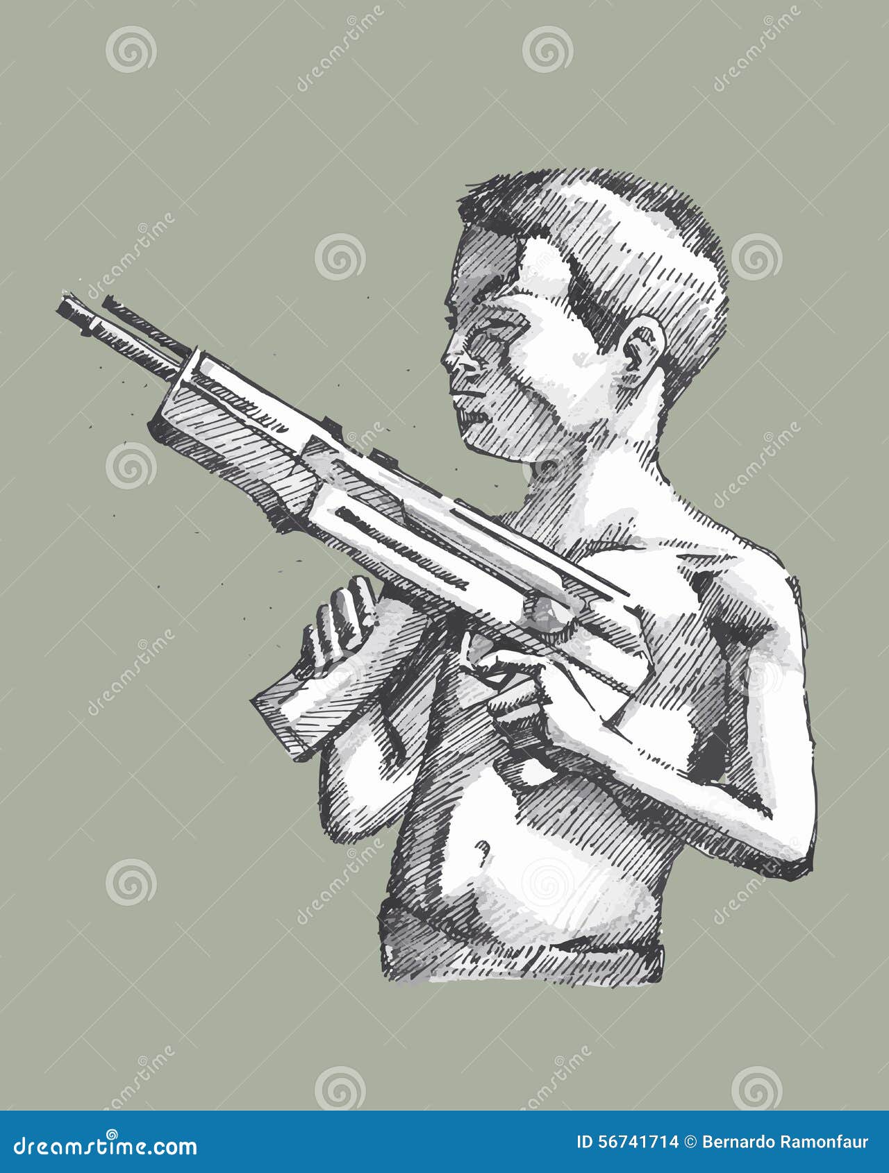 Boy with a gun stock vector. Illustration of body, hand - 56741714