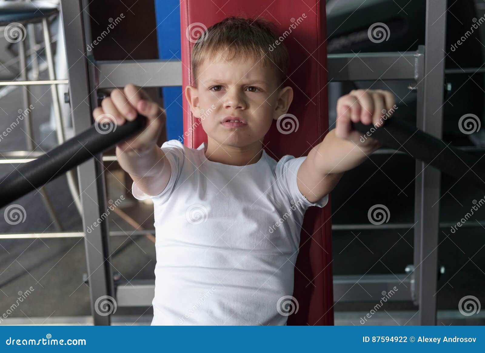 Boy in the Gym Has Been on the Force Simulator Stock Photo - Image of ...