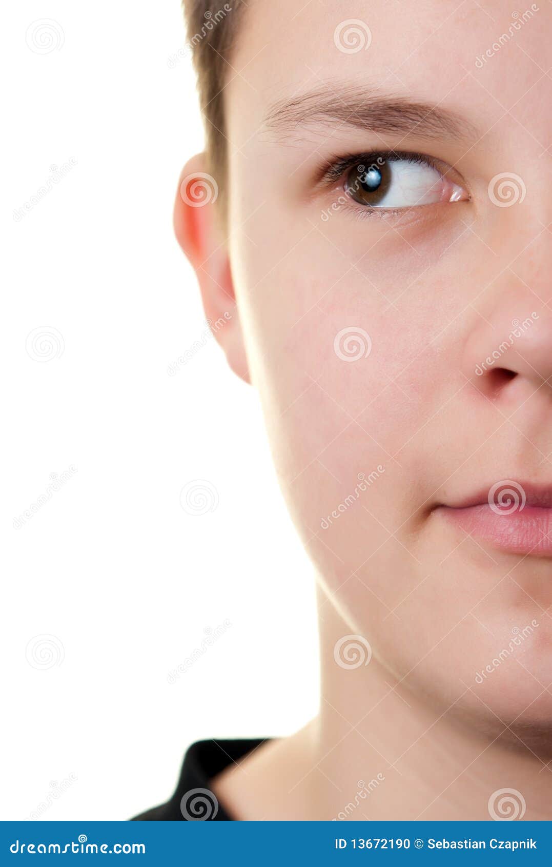 Boy half face stock photo. Image of background, text - 13672190