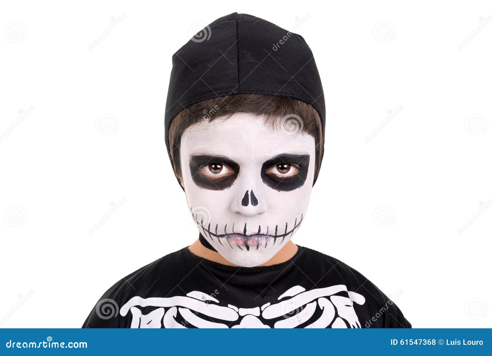 Boy in Halloween Skeleton Costume Stock Photo - Image of autumn, fear ...