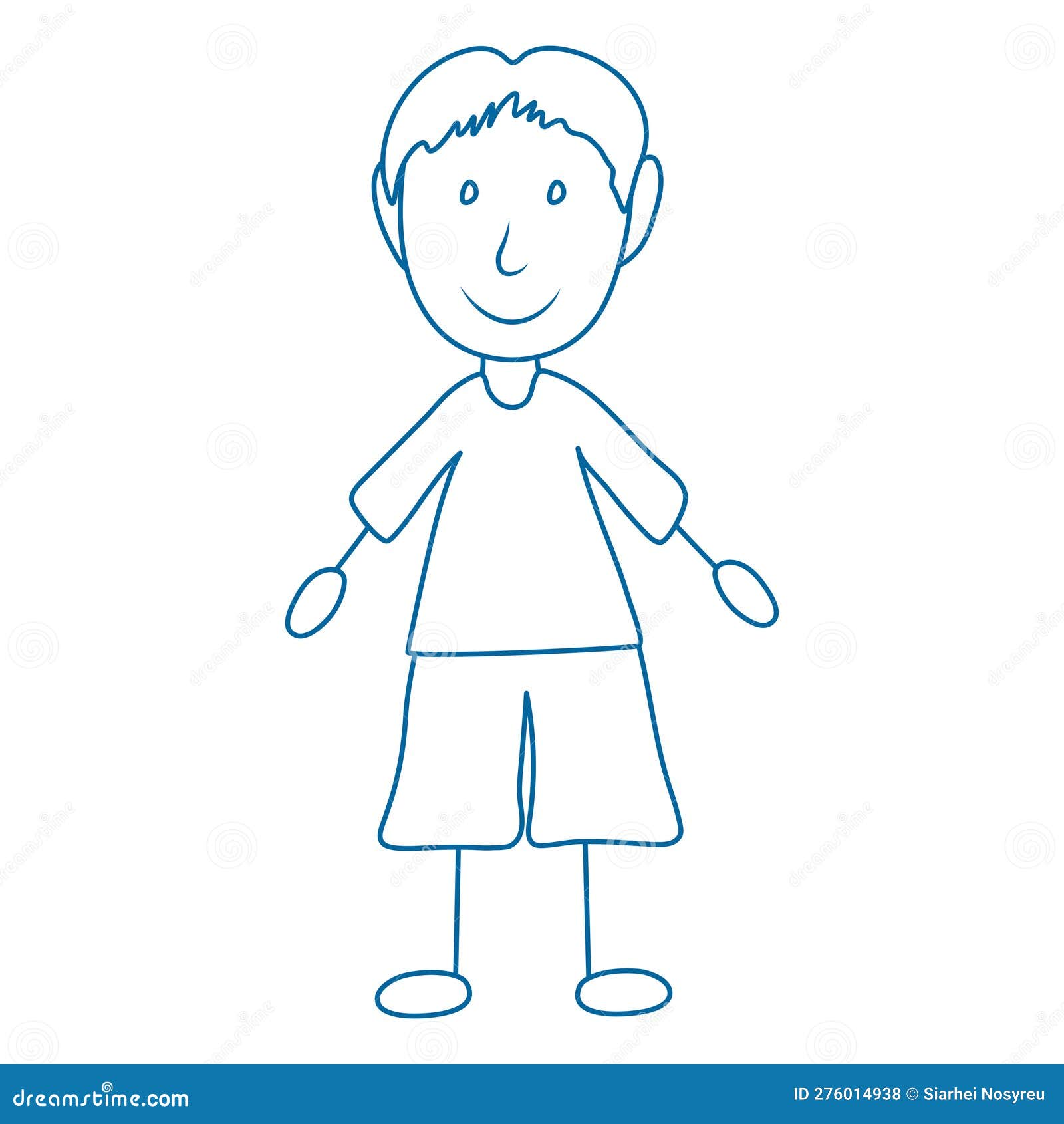 Boy in Hand Drawn Style, Kid S Drawing. Vector Illustration Stock ...
