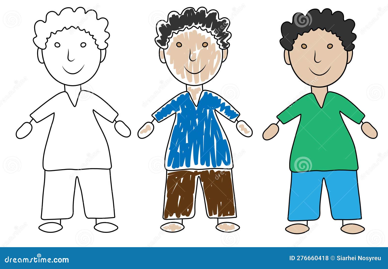 Boy in Hand Drawn Style, Kid S Drawing. Vector Illustration Stock ...