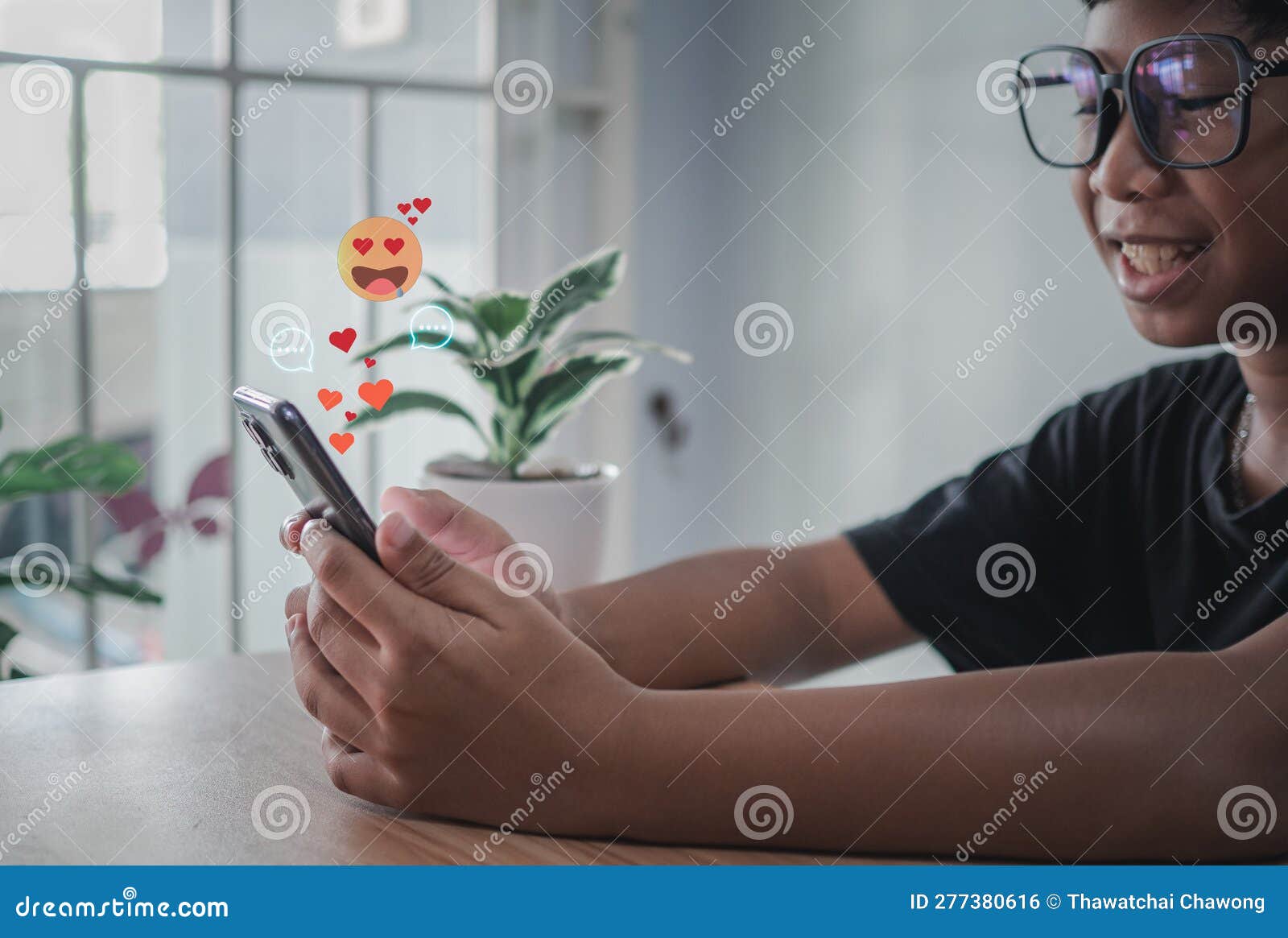 Boy Hand Using Smartphone Typing Live Chat Chatting on Application ...