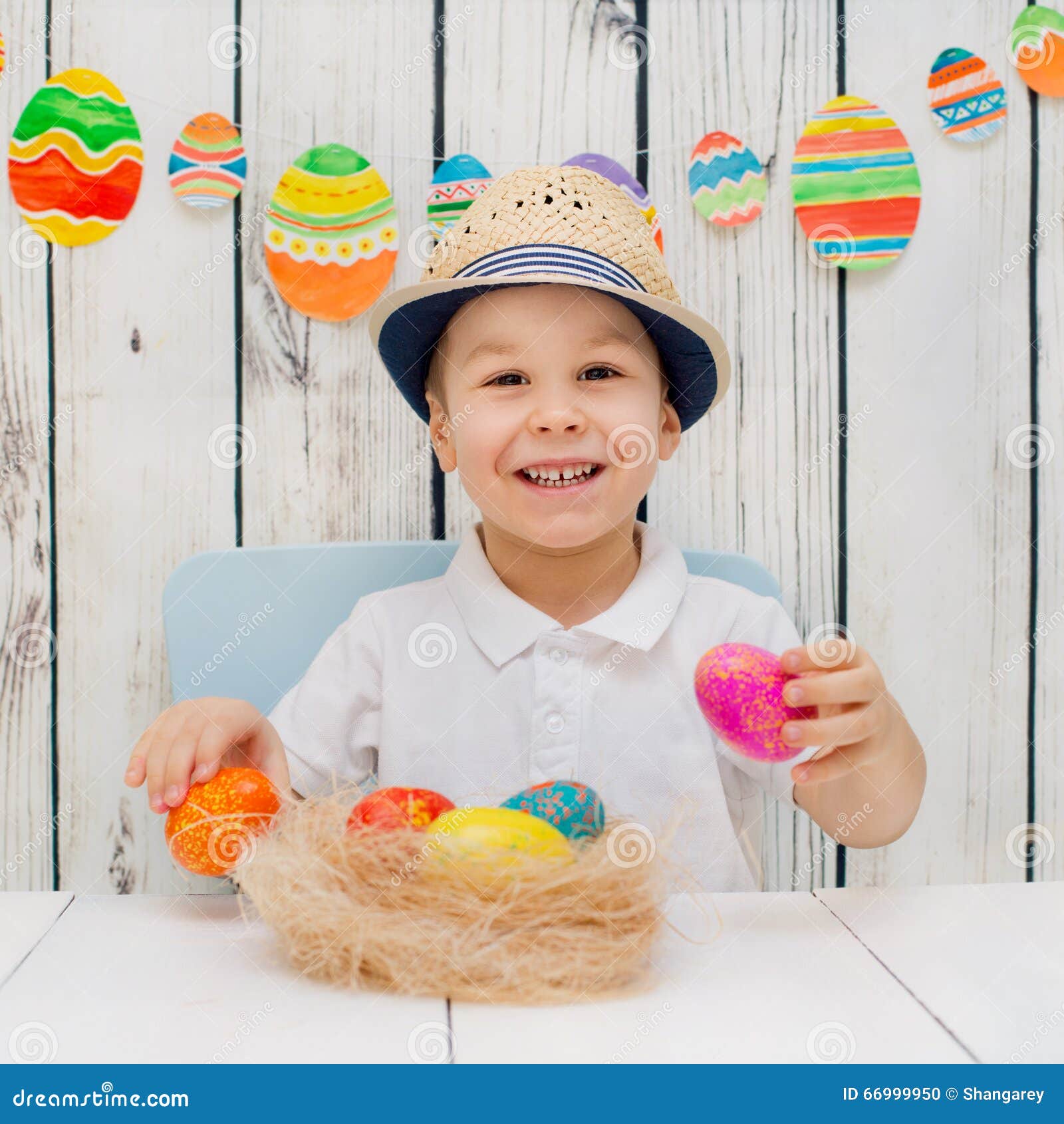 Boy is Happy with Easter Eggs Stock Photo - Image of colours, people ...