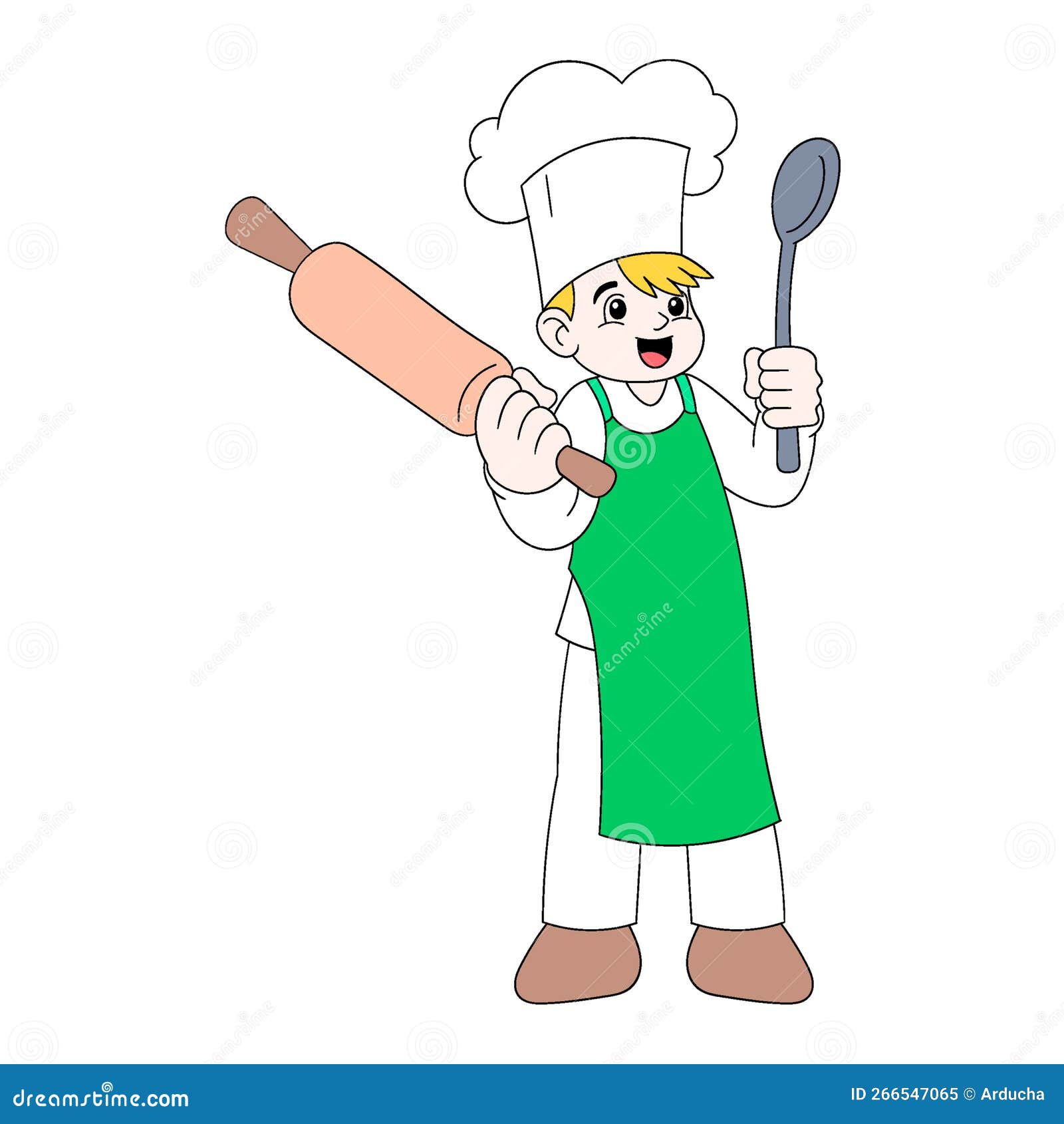 Boy is Happy To Be a Chef Ready To Cook Stock Vector - Illustration of ...