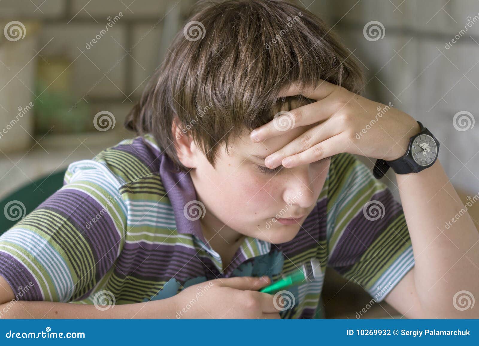 Boy hardly thinking stock photo. Image of intelligent - 10269932
