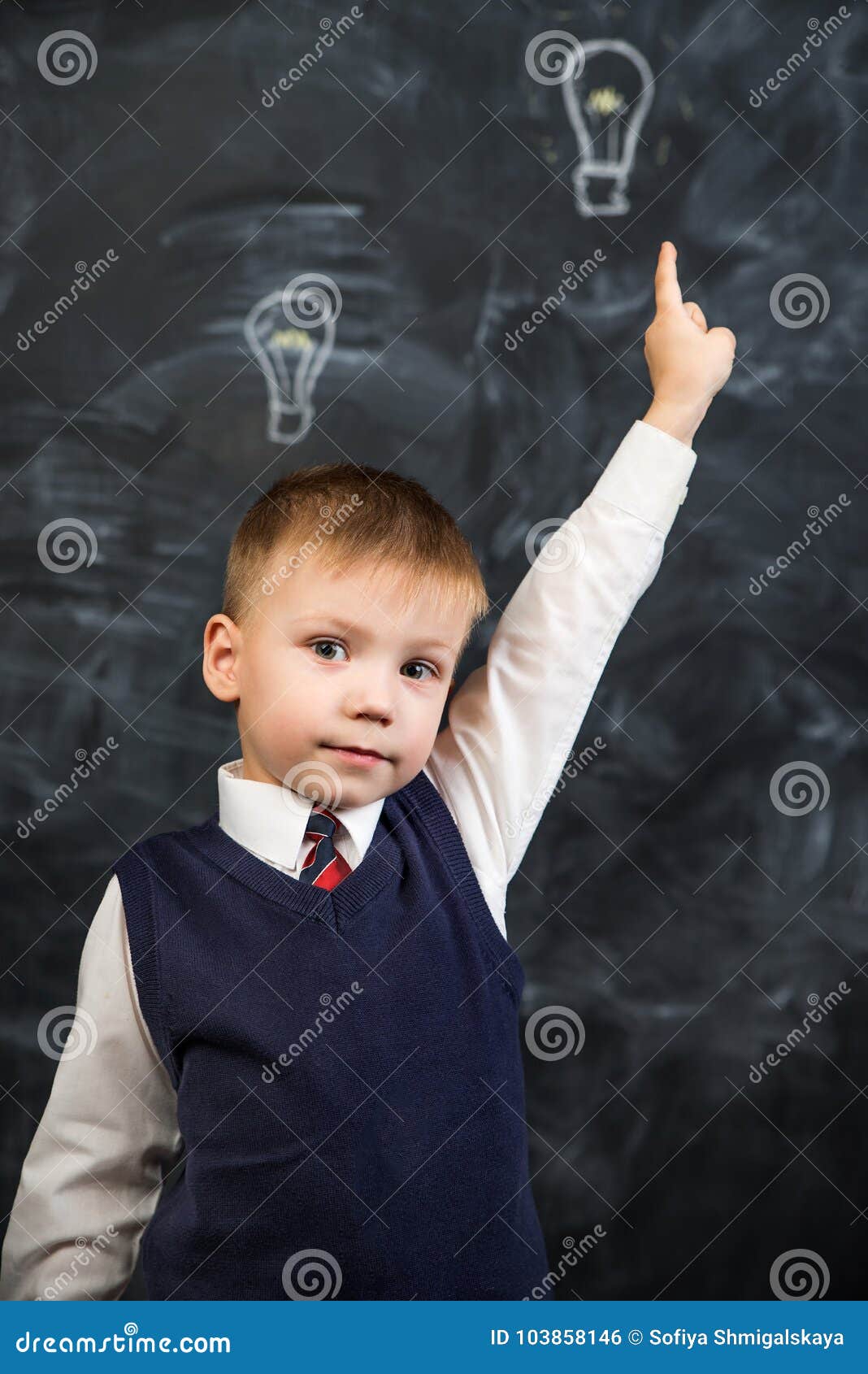 The Boy Has an Idea Drawn on the Board Light Bulb Stock Photo - Image ...