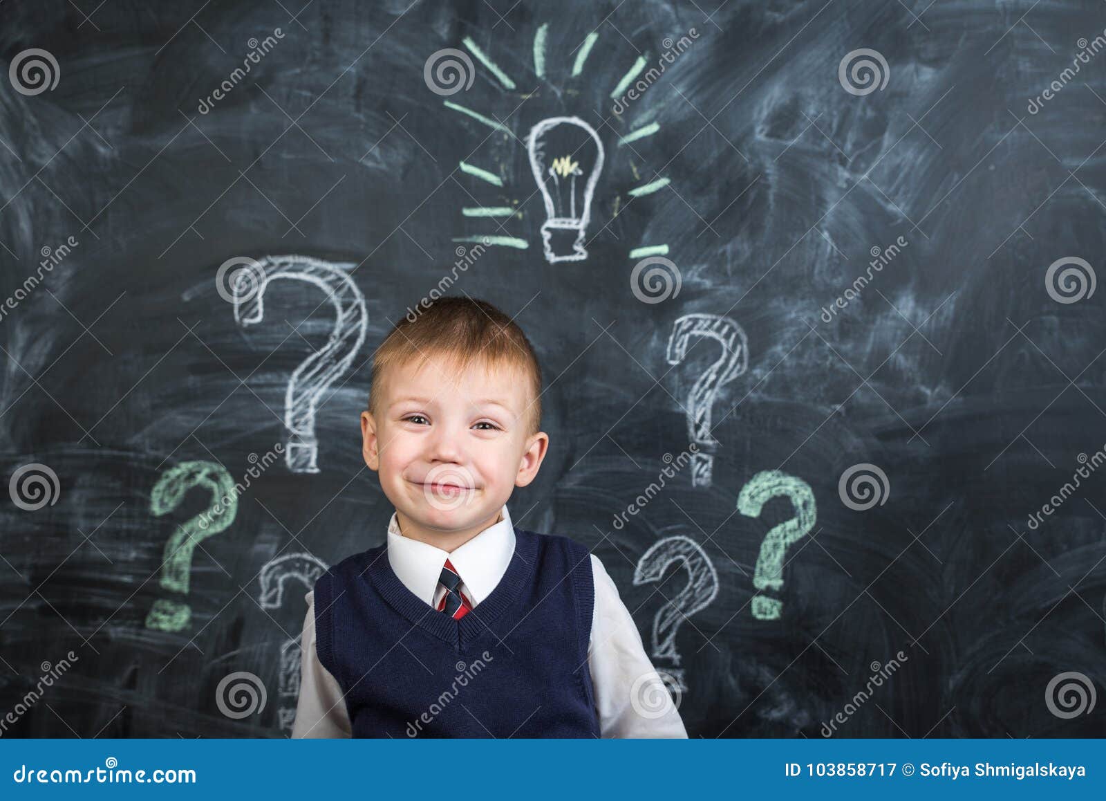 The Boy Has an Idea Drawn on the Board Light Bulb Stock Image - Image ...