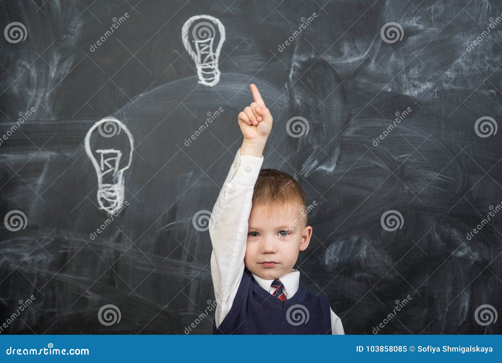 The Boy Has an Idea Drawn on the Board Light Bulb Stock Image - Image ...