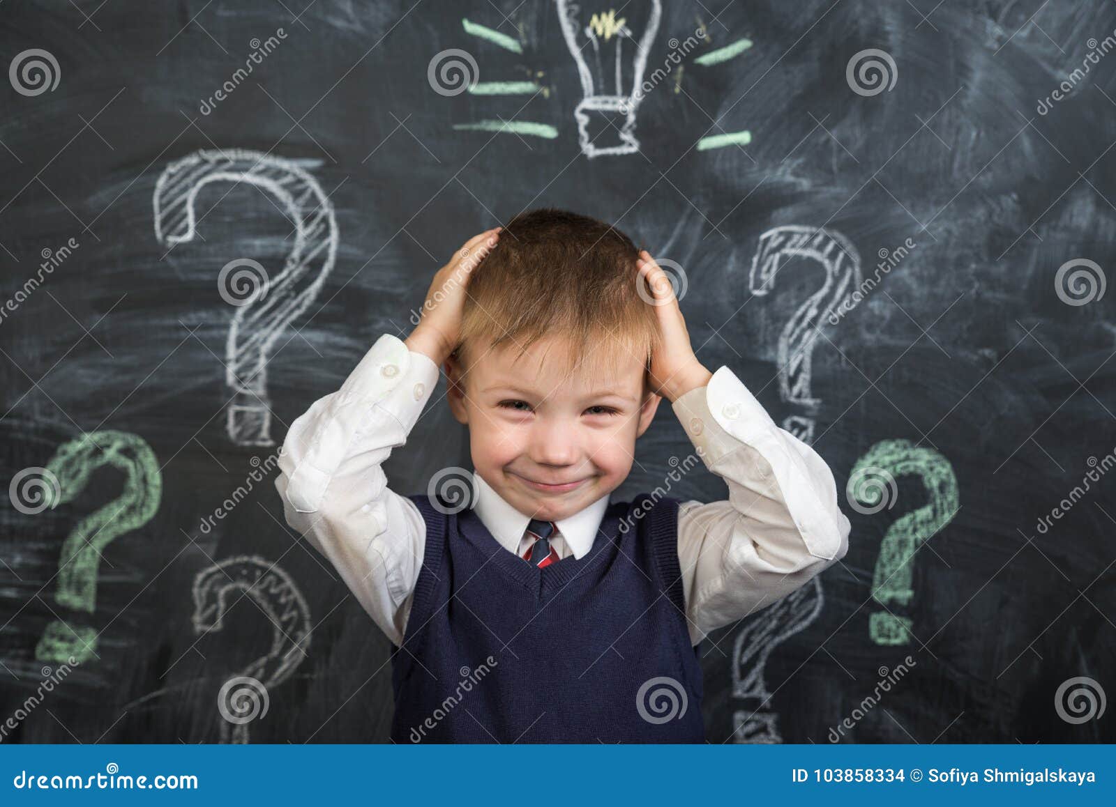 The Boy Has an Idea Drawn on the Board Light Bulb Stock Photo - Image ...