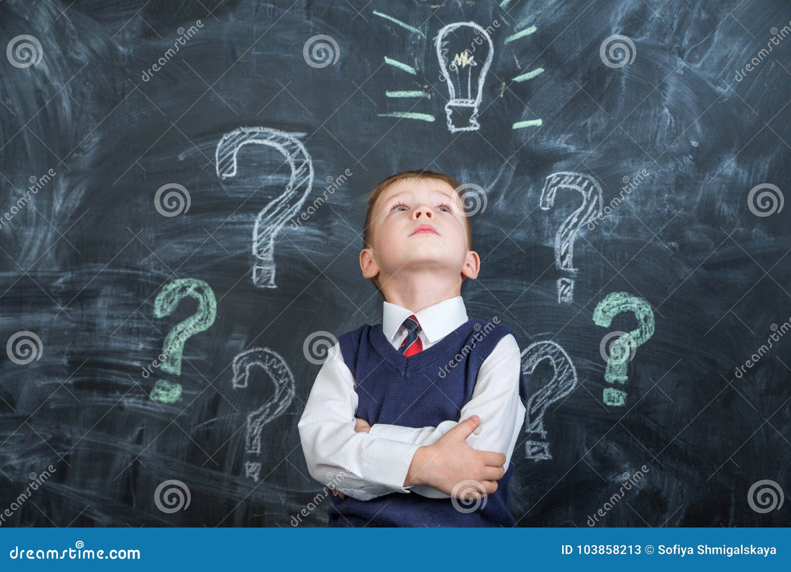 The Boy Has an Idea Drawn on the Board Light Bulb Stock Image - Image ...