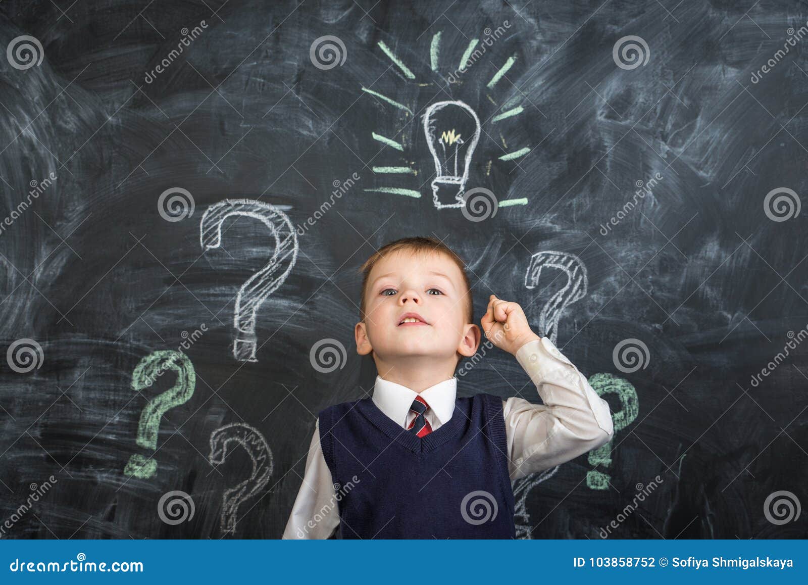 The Boy Has an Idea Drawn on the Board Light Bulb Stock Photo - Image ...