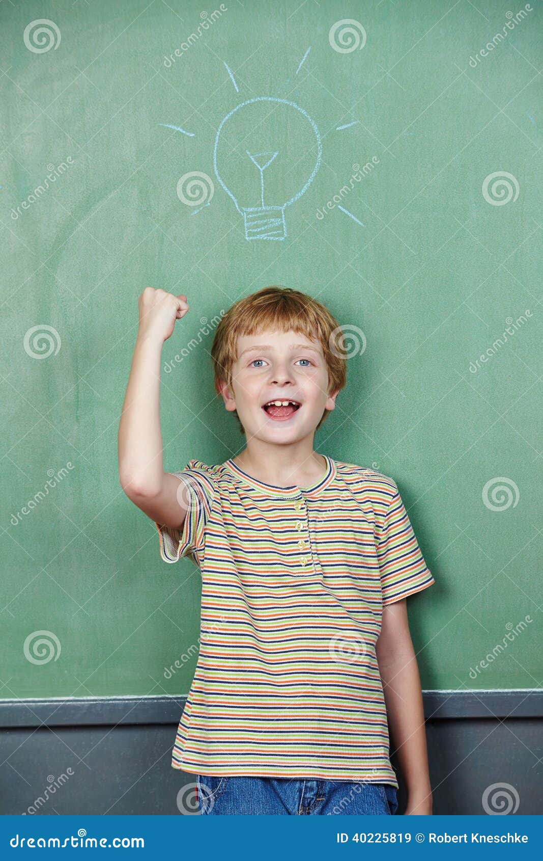 Boy Has Idea with Lightbulb Stock Image - Image of child, problem: 40225819