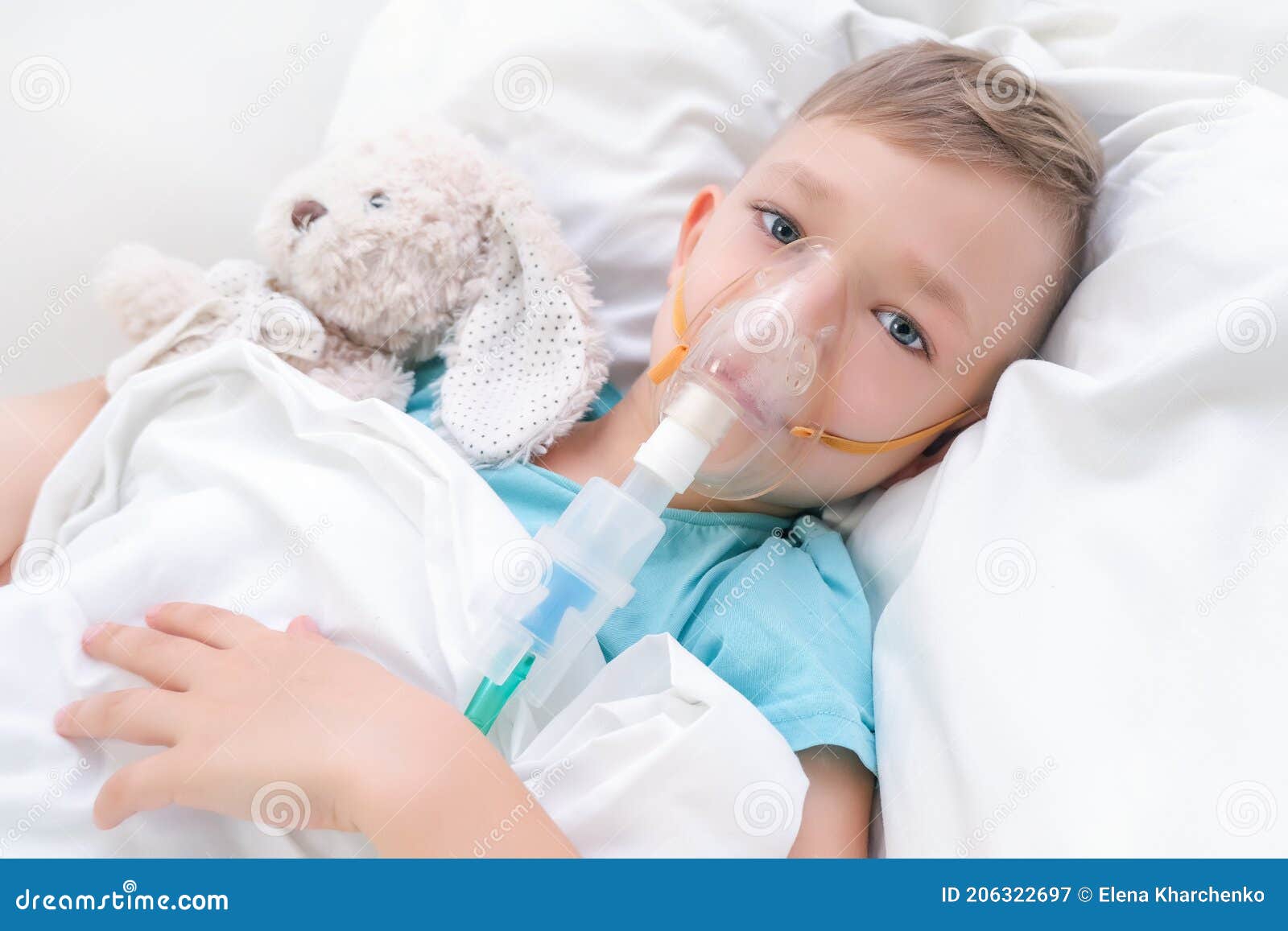 Boy has inhalation stock image. Image of care, doctor - 206322697