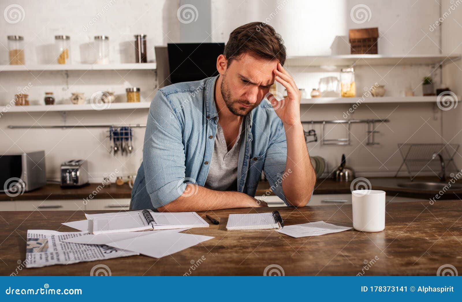 Boy Has Problems with Bills. Concept of Economic Trouble and Failure ...