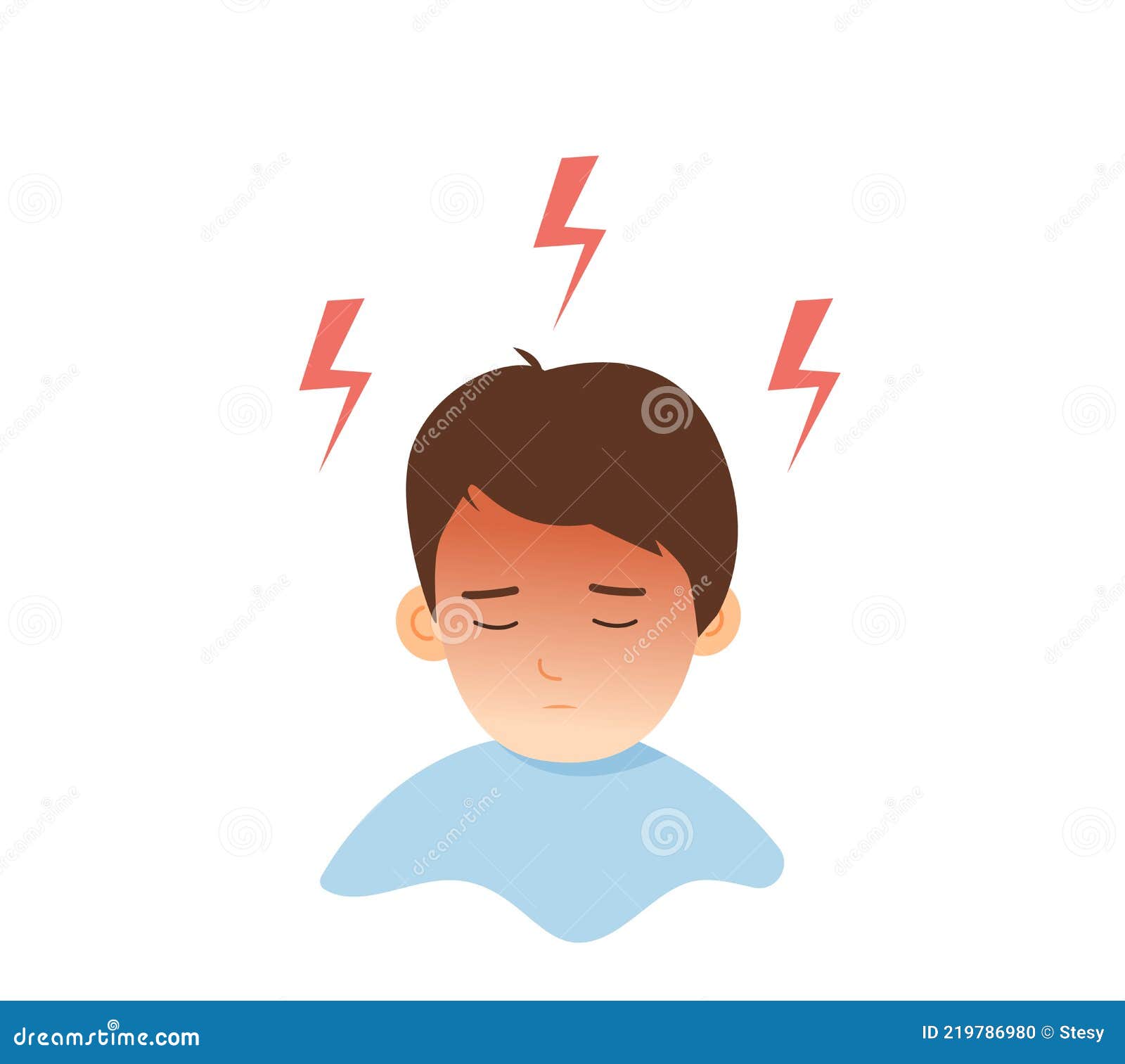 The Boy Has Strong Headache and Migraine Stock Vector - Illustration of ...