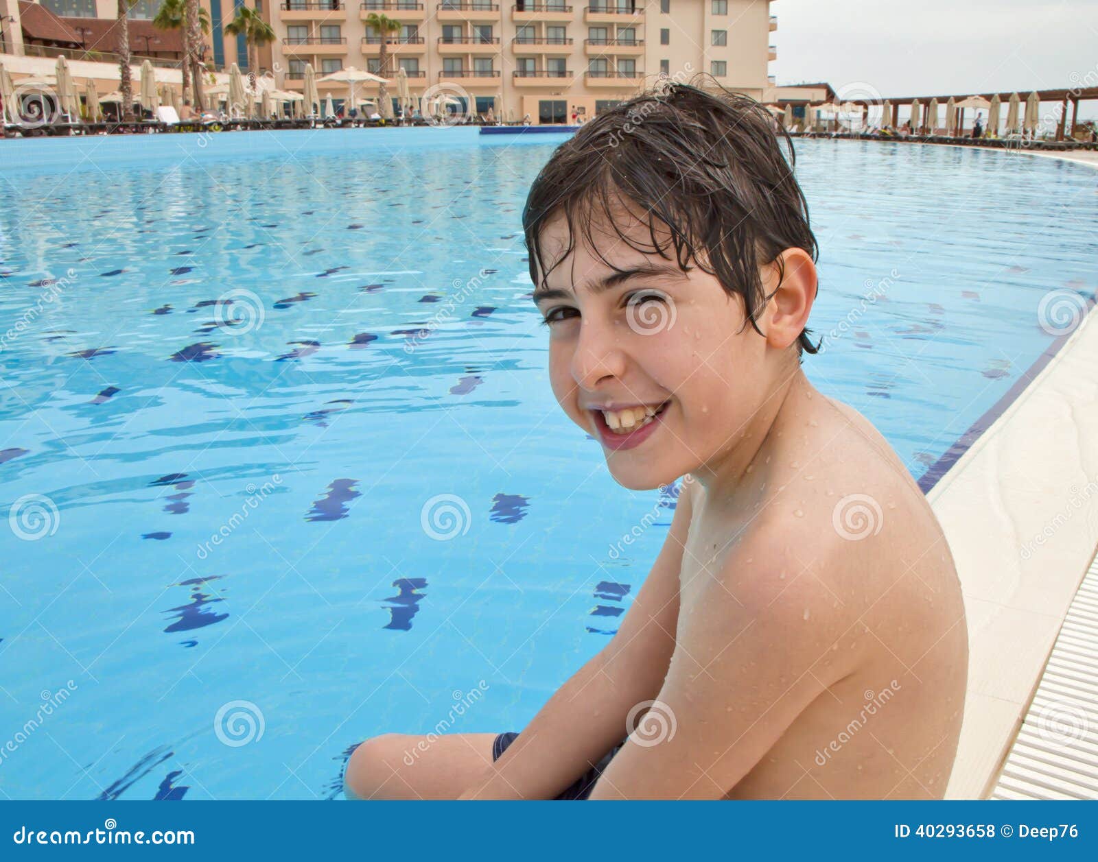 The Boy is Have Fun in the Swimming Pool Stock Photo - Image of clear ...