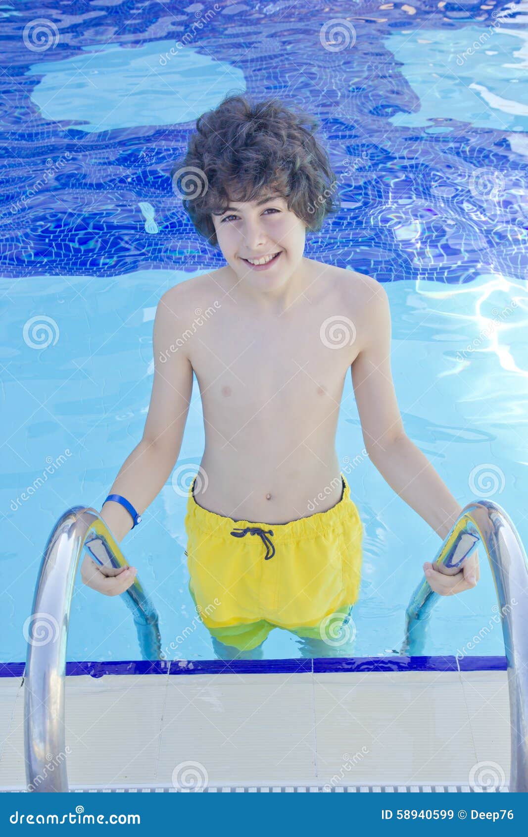 The Boy is Have Fun in the Swimming Pool Stock Image - Image of teen ...