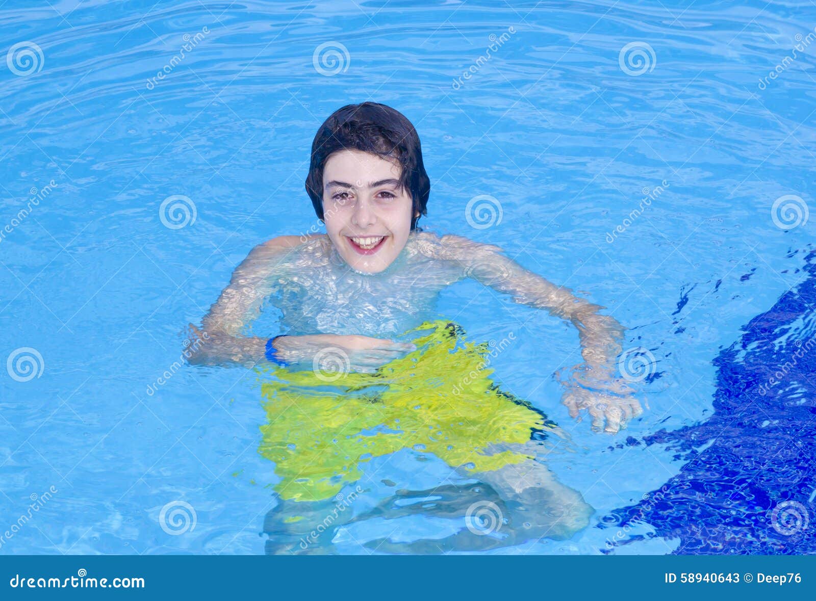 The Boy is Have Fun in the Swimming Pool Stock Image - Image of face ...