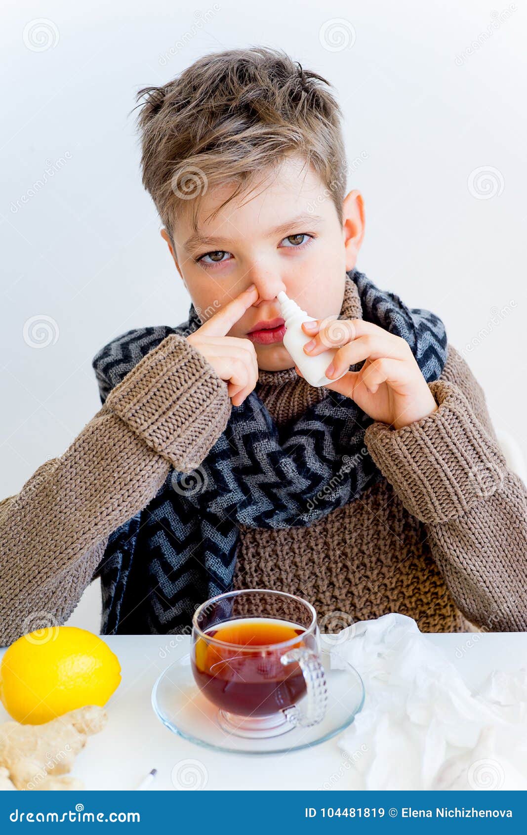Boy having flu stock image. Image of childcare, person - 104481819