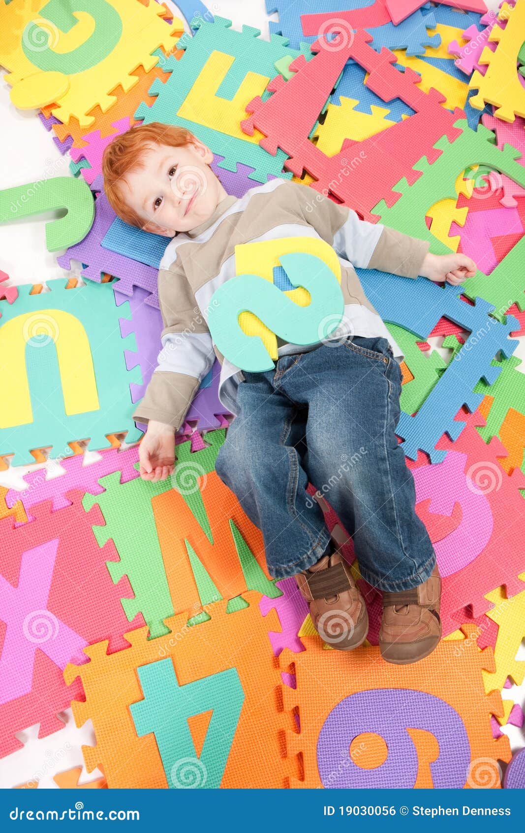 Boy Having Fun Learning Kids Alphabet Letters Stock Photo - Image of ...