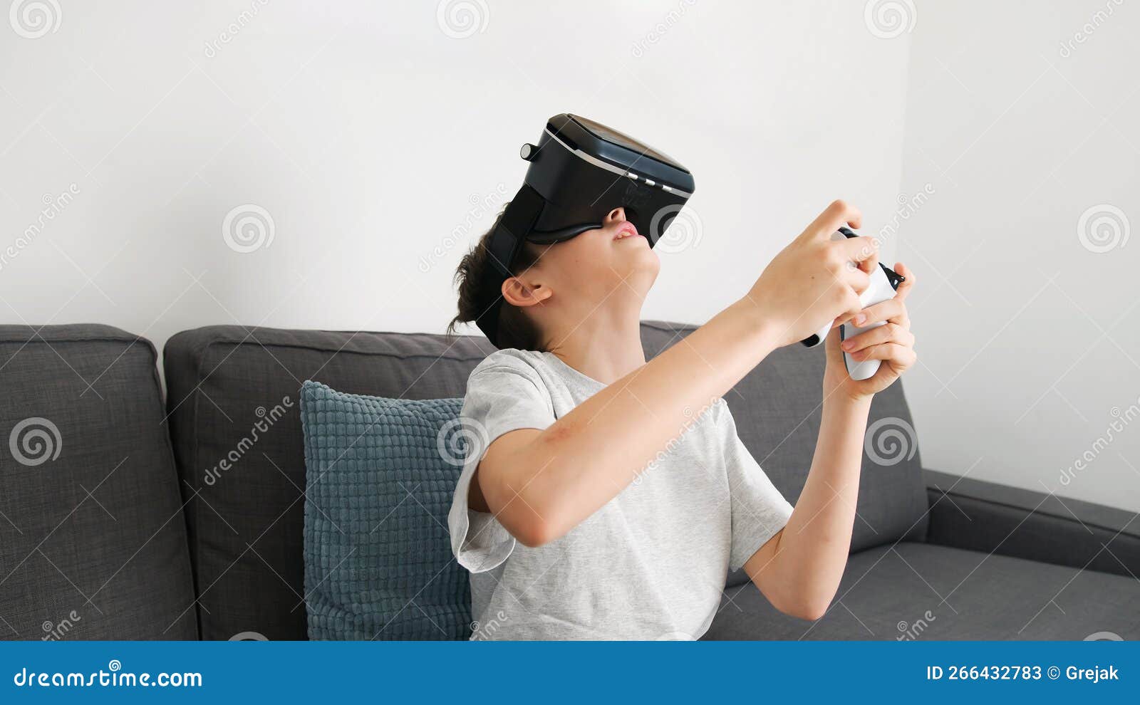 Boy Having Fun Playing Virtual Reality Simulation Games Stock Image ...