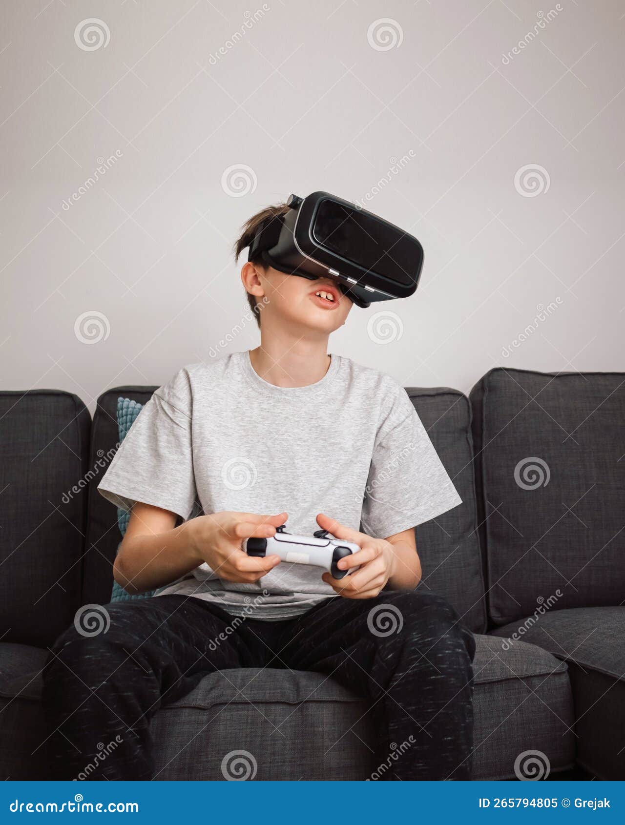 Boy Having Fun Playing Virtual Reality Simulation Games Stock Image ...