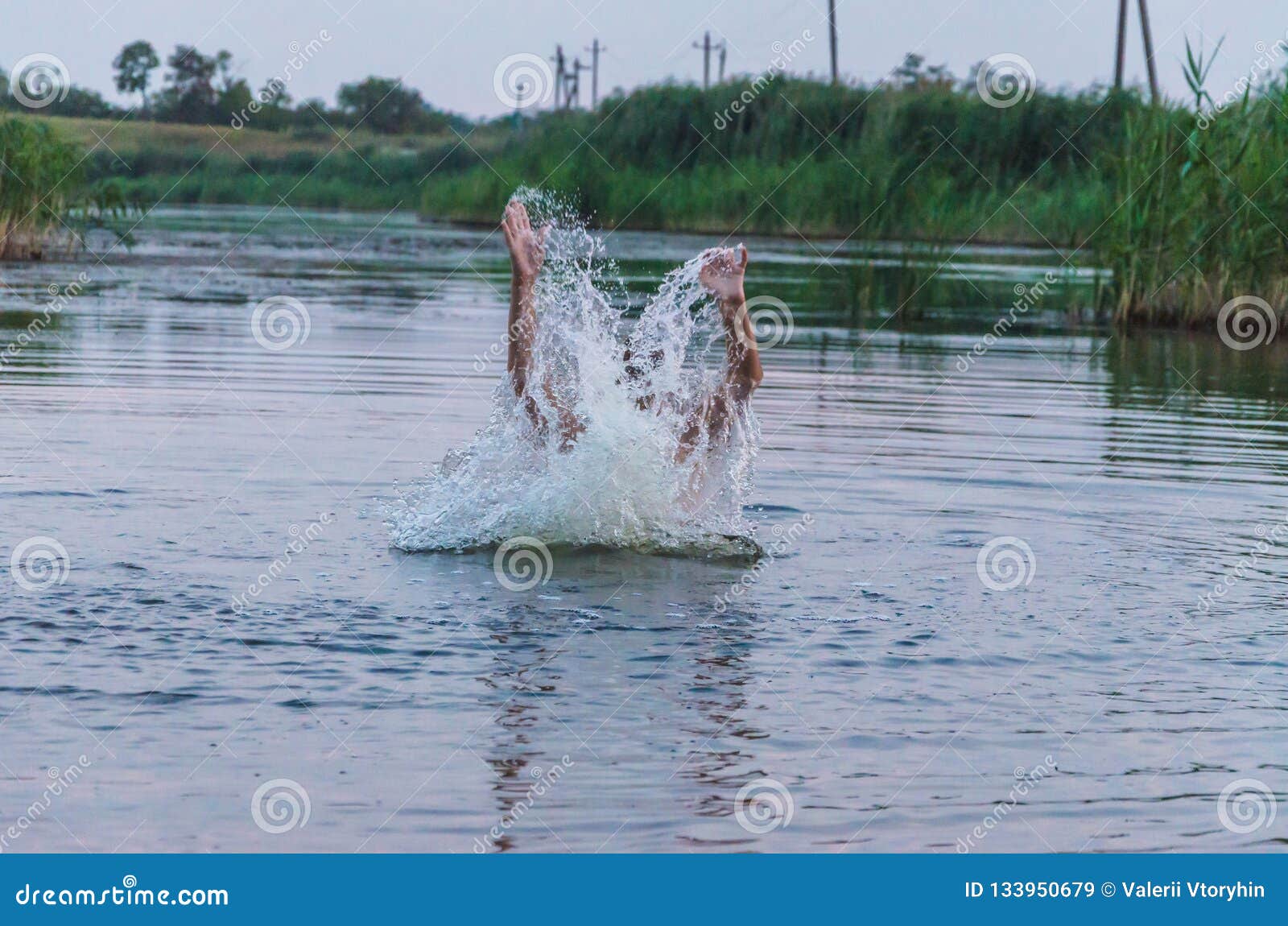 The Boy is Having Fun in the River Stock Image - Image of smile, relax ...